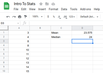 Center of Data – Introductory Statistics with Google Sheets